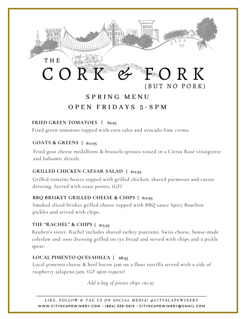 Monthly Menus - City Scape Winery